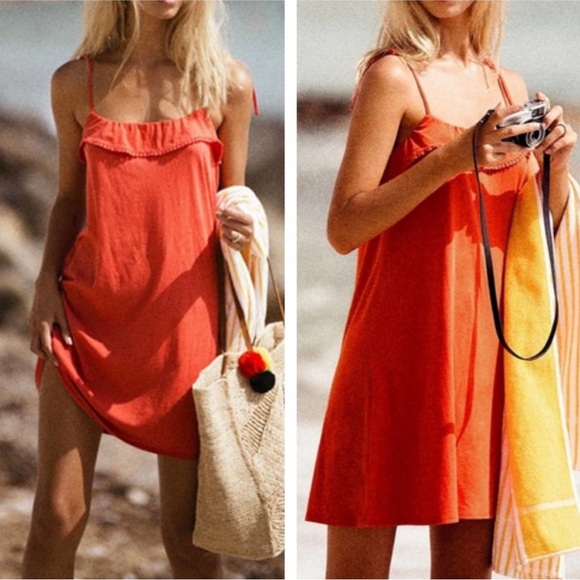 Sezane | Dresses | Sezane Darcy Summer Ruffle Spaghetti Strap Mini ...